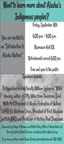 Sept. 16, 2016: Want to learn more about Alaska's Indigenous peoples ...